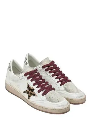 GOLDEN GOOSE Ball Star Sneakers With Leopard Print Star - White