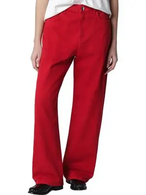 RÓHE Cotton Wide-leg Trousers - Red