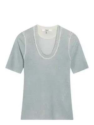 Chloé Wool-blend Knit Top - Blue