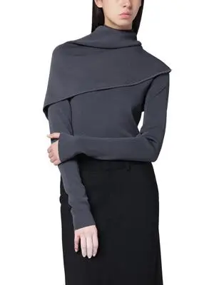 ENTIRE STUDIOS Turtleneck Sweater With Cape Detail - Grey