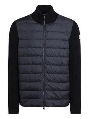 Moncler Quilted Cotton Zip-up Cardigan - Blue