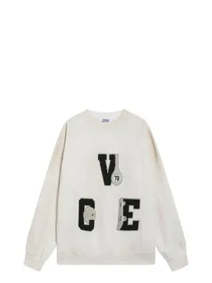 GOLDEN GOOSE Crewneck Sweatshirt With Patches - White