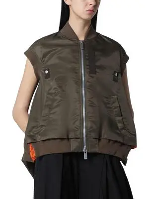 Sacai Nylon Zip-up Vest - Green