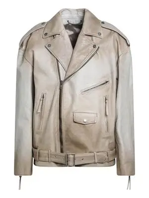 GOLDEN GOOSE Leather Phoebe Jacket - Beige