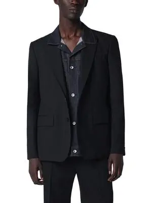 SACAI Single-Breasted Jacket With Denim Insert