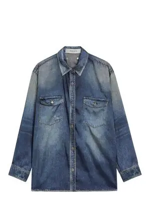 GOLDEN GOOSE Oversized Denim Print Shirt - Blue