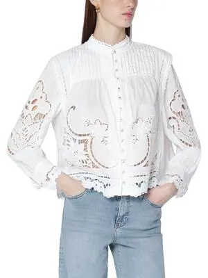 Farm Rio Richelieu Cotton Blouse - White