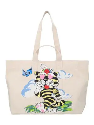 Kenzo Cartoon Print Large Tote Bag - Beige