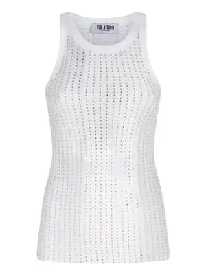 Attico Tank Top With Rhinestones - White