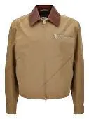 Versace Cotton Canvas Jacket With Contrast Collar - Beige