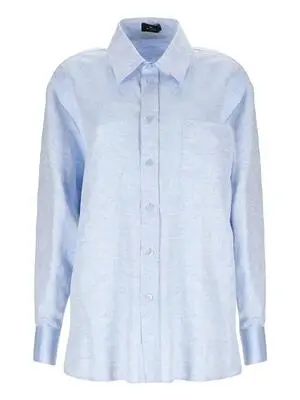 Etro Linen And Cotton Shirt - Azure