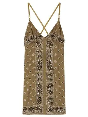 Palm Angels Paisley Print Slip Dress - Military Military