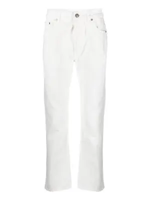 Palm Angels Logo Embossed Straight-leg Jeans - White