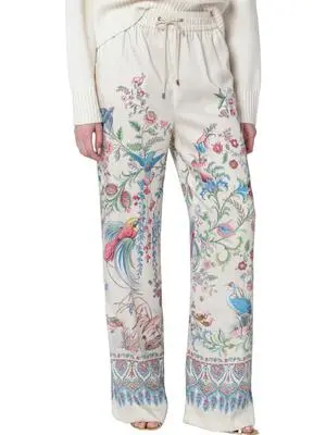 Etro Wide-leg Floral Print Trousers - White