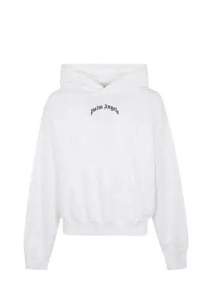 Palm Angels Back Curved Logo Loose Hoody - Off White - Black