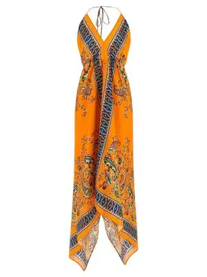 Etro Floral Paisley Long Dress - Orange