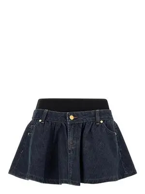 7 For All Mankind Banded Mini Denim Skirt - Blue