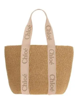 Chloé Large 'woody' Basket Bag - Beige