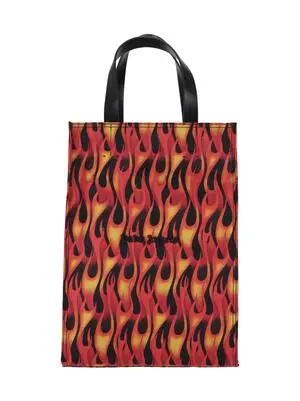 Palm Angels Classic Logo Flames Tote Bag - Red-yellow/black