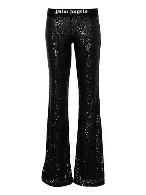 Palm Angels Logo Tape Sequin Flare - Black Black