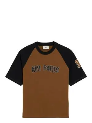 Ami Teeshirt Manches Courtes Patch - Noisette/noir