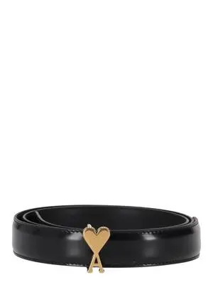 Ami Ceinture Boucle De Coeur 25 Mm - Noir/laiton Vibre
