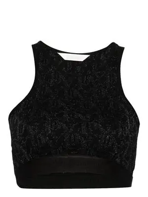 Palm Angels Monogram Jacquard Crop Top - Black Black