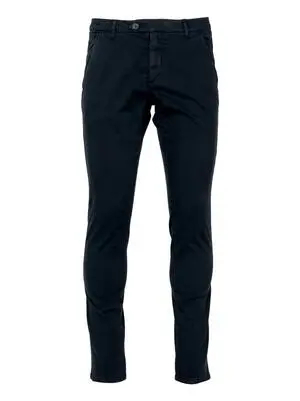 ROY ROGER'S Slim Fit Cotton Gabardine Trousers - Blue
