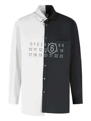 MAISON MARGIELA Color Block' Black And Cotton Shirt - White
