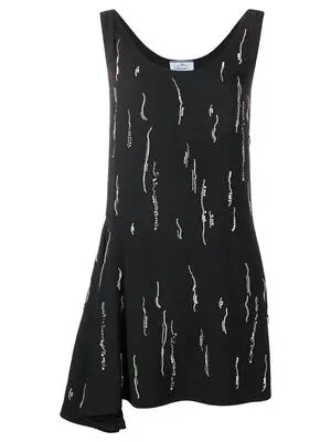 Prada Sablè Satin Embellished Dress - Black