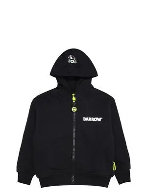 BARROW Cotton Zip-up Hoodie With Logo Details - Black
