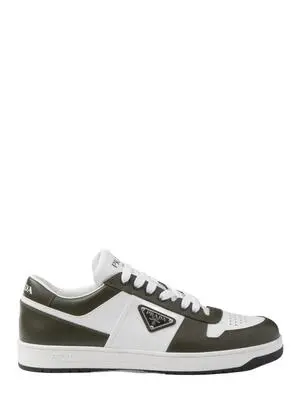 Prada Downtown Leather Sneakers - Bianco+militare