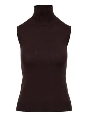 Sportmax Sleeveless Turtleneck Top - Brown