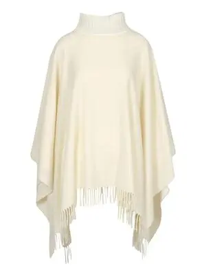 GRAN SASSO Cape With Fringed Hem - Cream