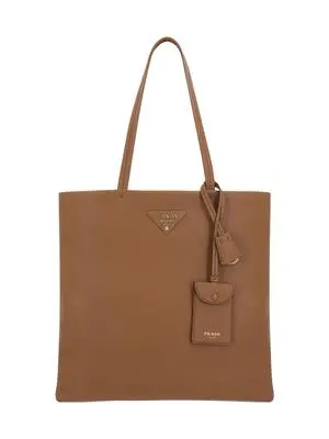 Prada Triangle Logo Tote Bag - Caramel 0