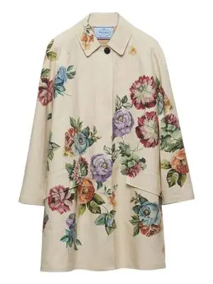 Prada Floral-print Single-breasted Coat - Sabbia