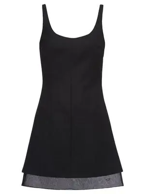Prada Wool Dress With Enamel Triangle Logo - Nero