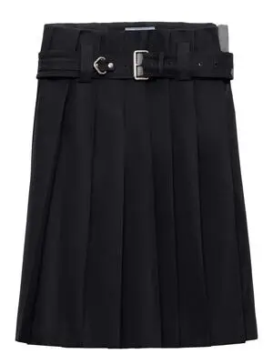 Prada Belted Pleated Mid-length Skirt - Bleu
