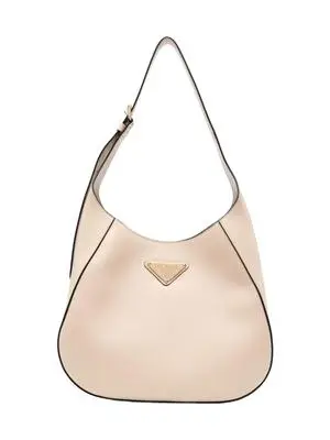 Prada Leather Shoulder Bag With Triangle Logo - White