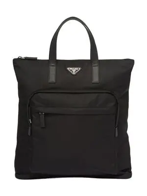 Prada Re-nylon And Saffiano Leather Tote Bag - Nero