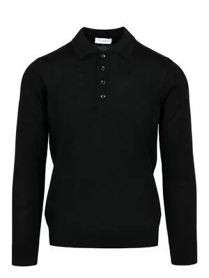 PAOLO PECORA Wool Polo Shirt - Black