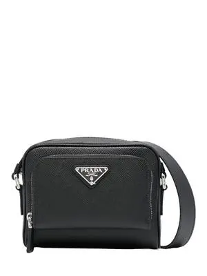 Prada Enamel Logo Messenger Bag - Nero