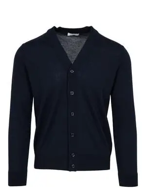 PAOLO PECORA Wool V-neck Cardigan - Blue