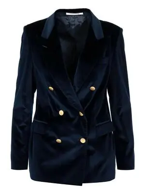 Tagliatore Tailored Double-breasted Velvet Blazer - Blue