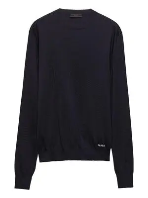 Prada Crew Neck Silk Jumper - Bleu