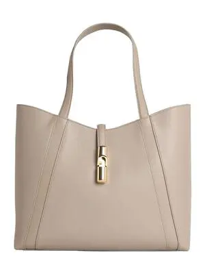 Furla Shopping Goccia Linen Leather Bag - Grey