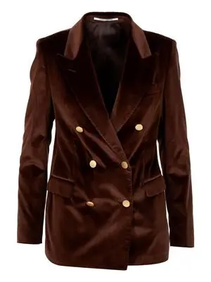 Tagliatore Velvet Double-breasted Blazer - Brown