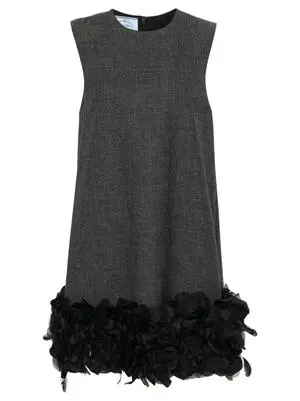 PRADA Feather Trim Mini Dress