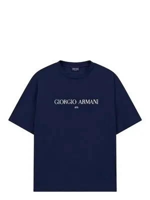 Giorgio Armani Cotton Interlock Jersey T Shirt - Blue