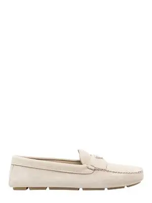 Prada Triangle Logo Suede Loafers - Pomice